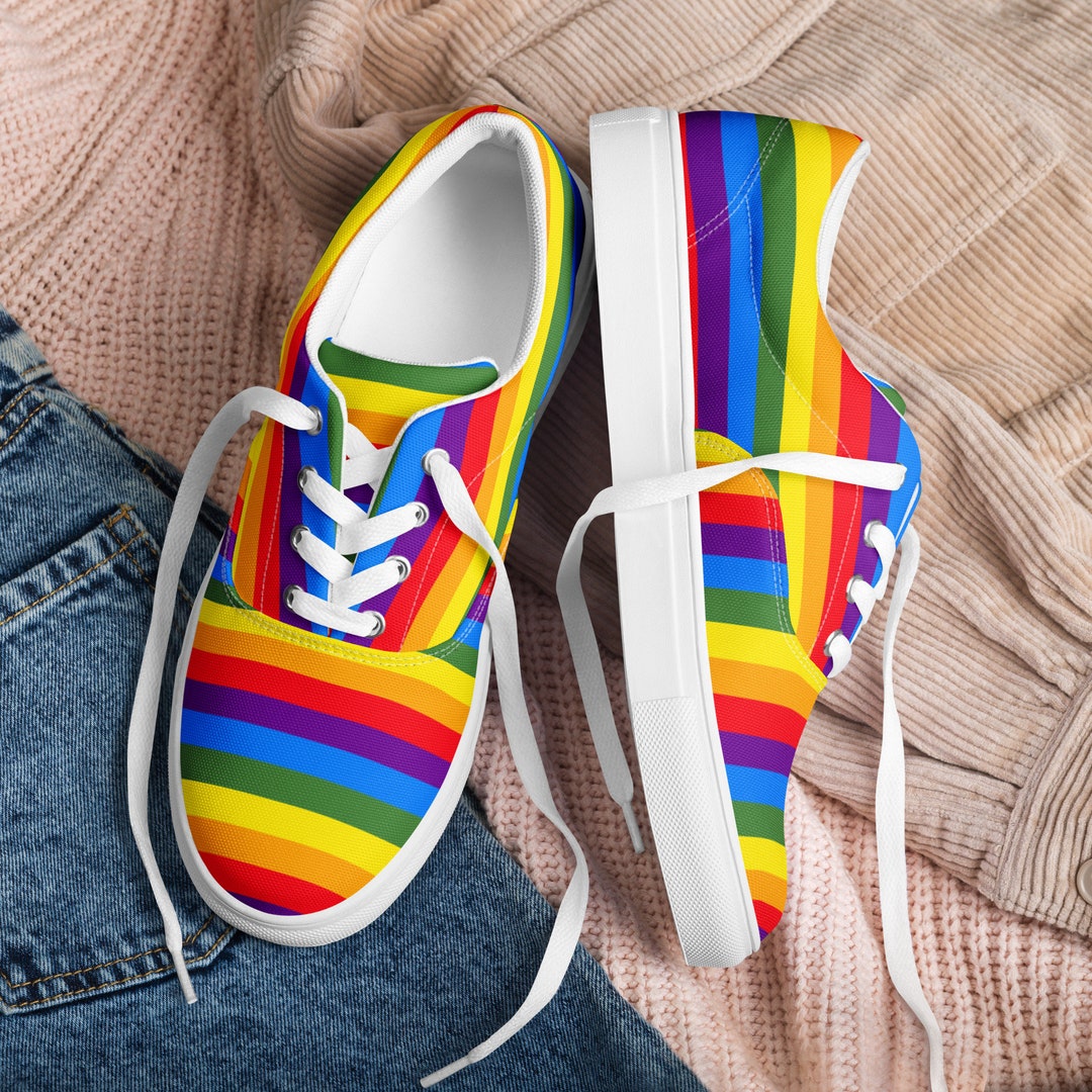Rainbow Mens Lace-up Canvas Shoes Lgbtq Queer Flag Pride - Etsy