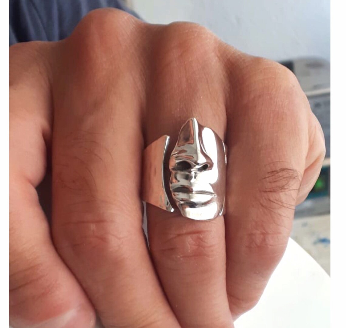 Human face ring Statement ring Open ring Face jewelry | Etsy