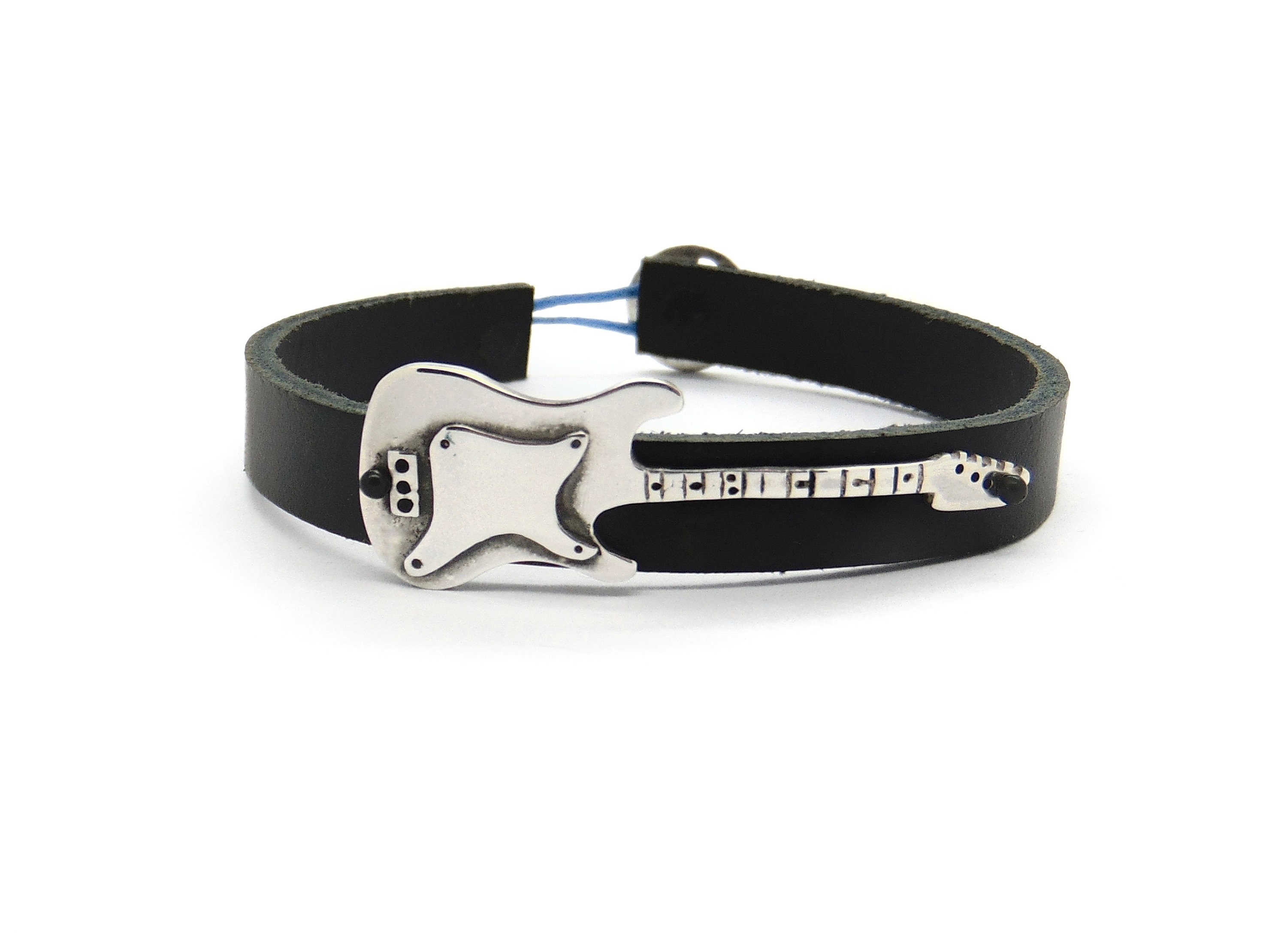 Guitar silver bracelet Music bracelet Mens gift Mens | Etsy