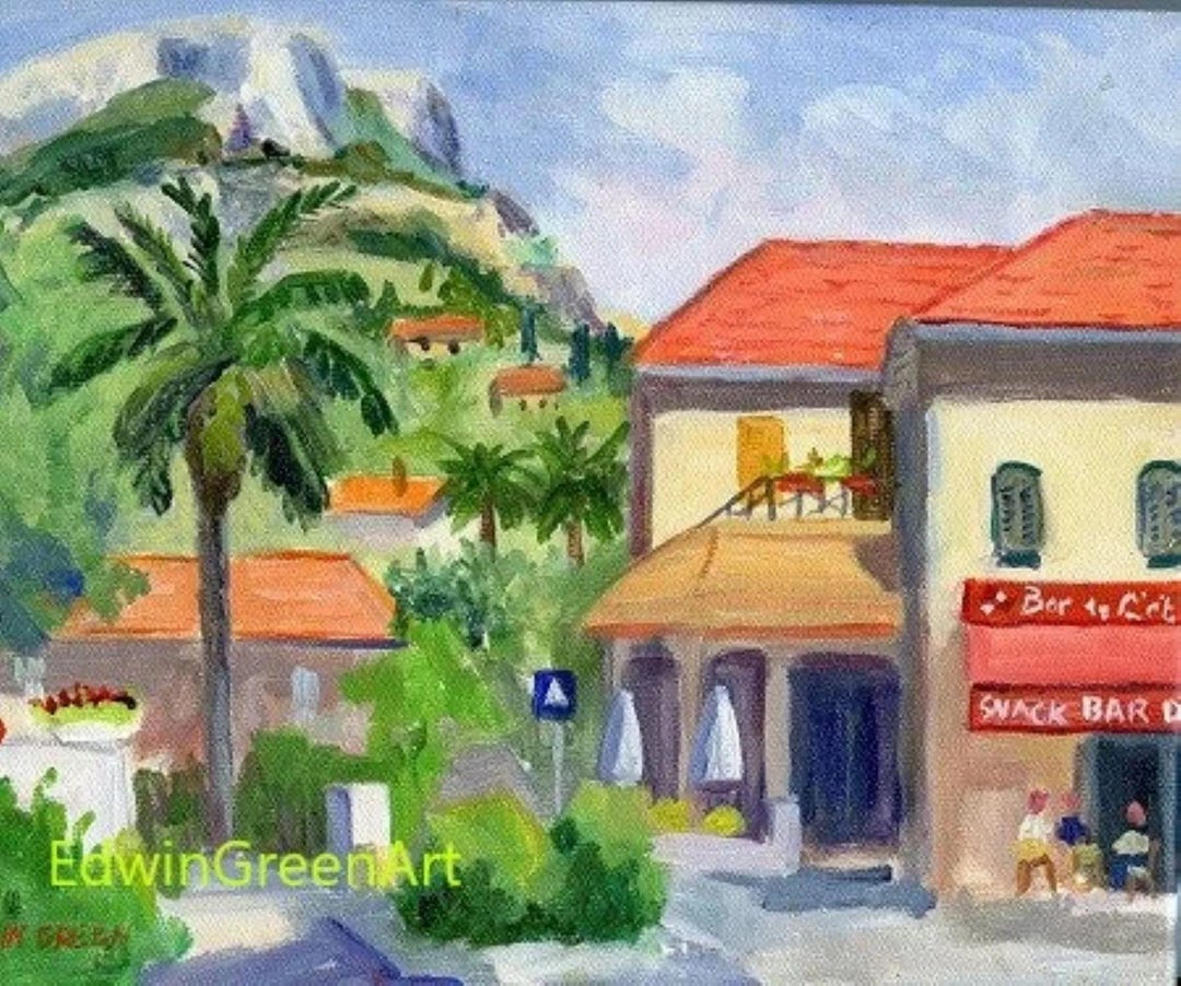 Provence Acrylic Painting: Vence, France Landscape (8x10, Framed Option ...