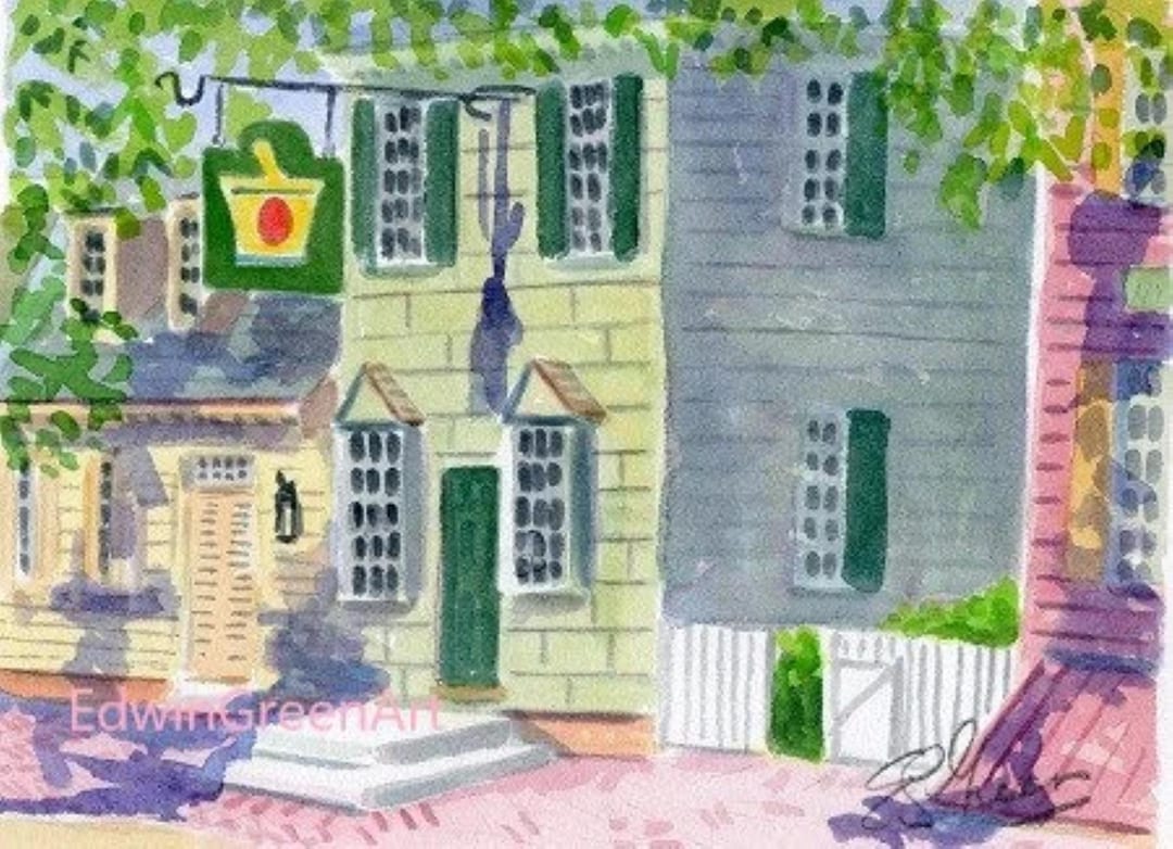 Colonial Williamsburg Apothecary Original Watercolor - Matted 8x10 - Etsy
