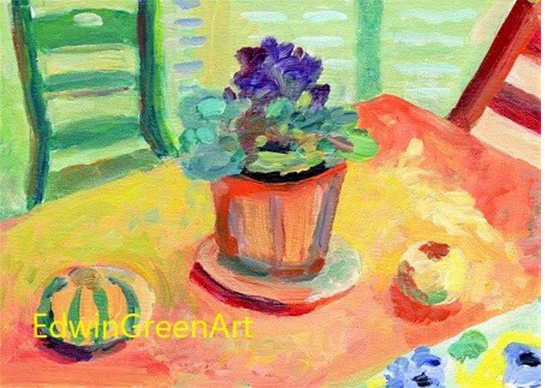 Violets-acrylic Painting on Linen (5x7 Inches). Framed or Unframed. - Etsy