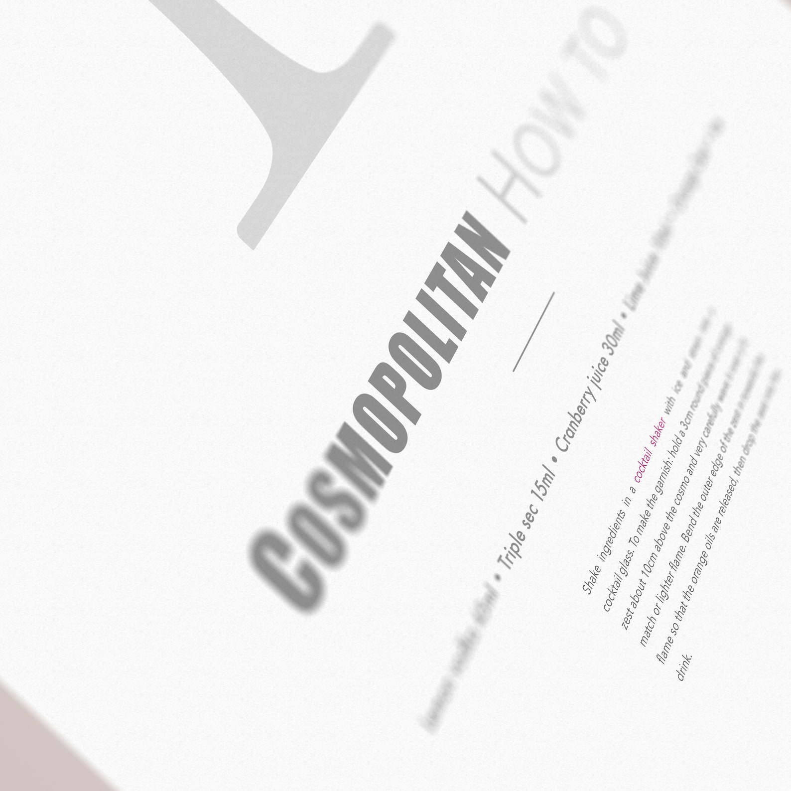 Cosmopolitan Cocktail Printable Classic Recipe Print Art | Etsy