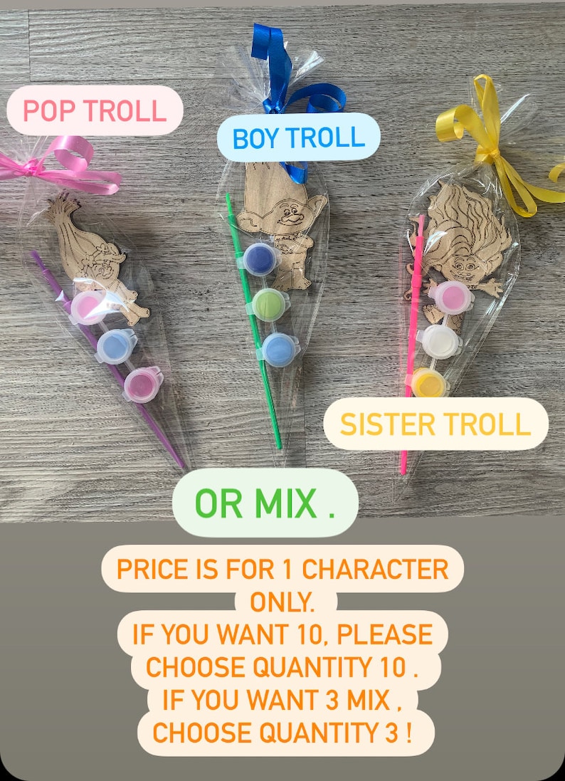 Paint Your Own Troll Party Favour / Troll Party Bag / Children’s Crafts ...