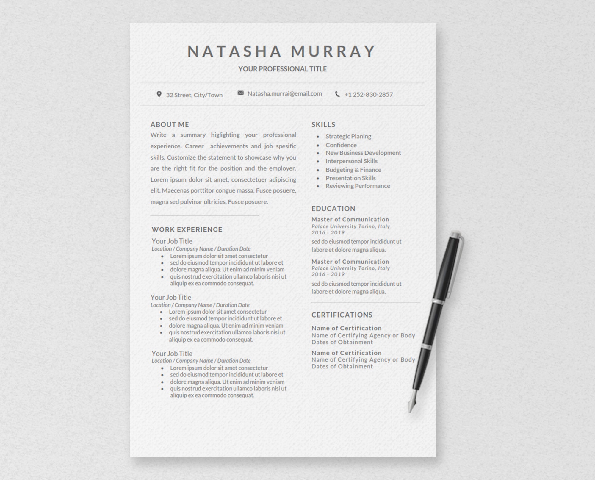 Resume Template Google Docs, Word and Pages Ready : Includes Free ...