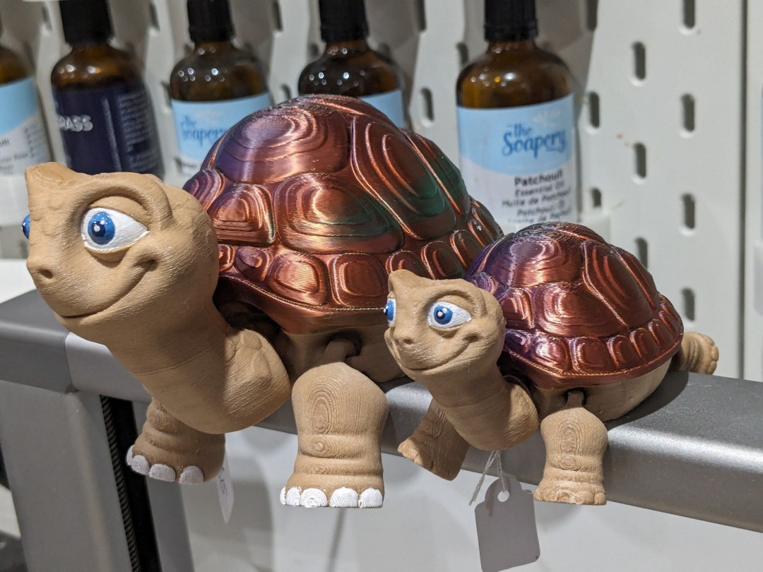 3d Printed Flexi Tortoise, Mum or Baby, Novelty Tortoise, Desk Buddy ...