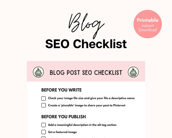 Blog Post SEO Checklist Blog Search Engine Optimization - Etsy