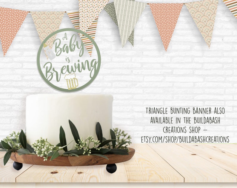 Acrylic Baby is Brewing Baby Shower Cake Topper Co-ed Beer Mug Baby ...