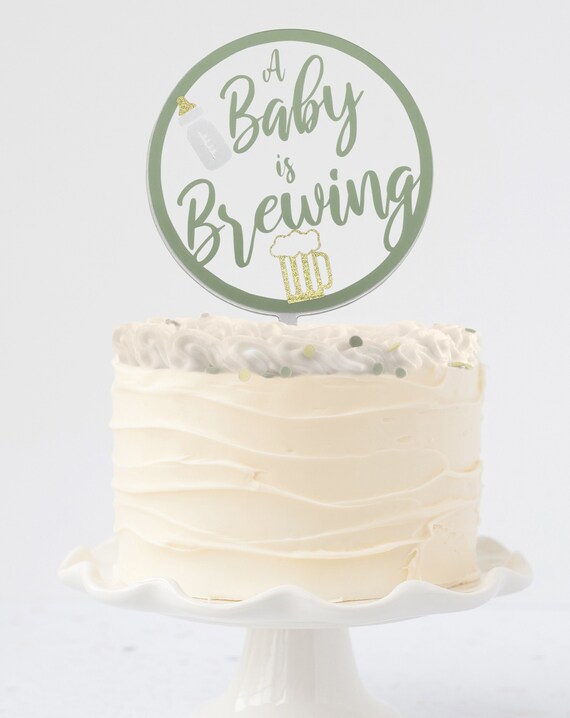 Acrylic Baby is Brewing Baby Shower Cake Topper Co-ed Beer Mug - Etsy