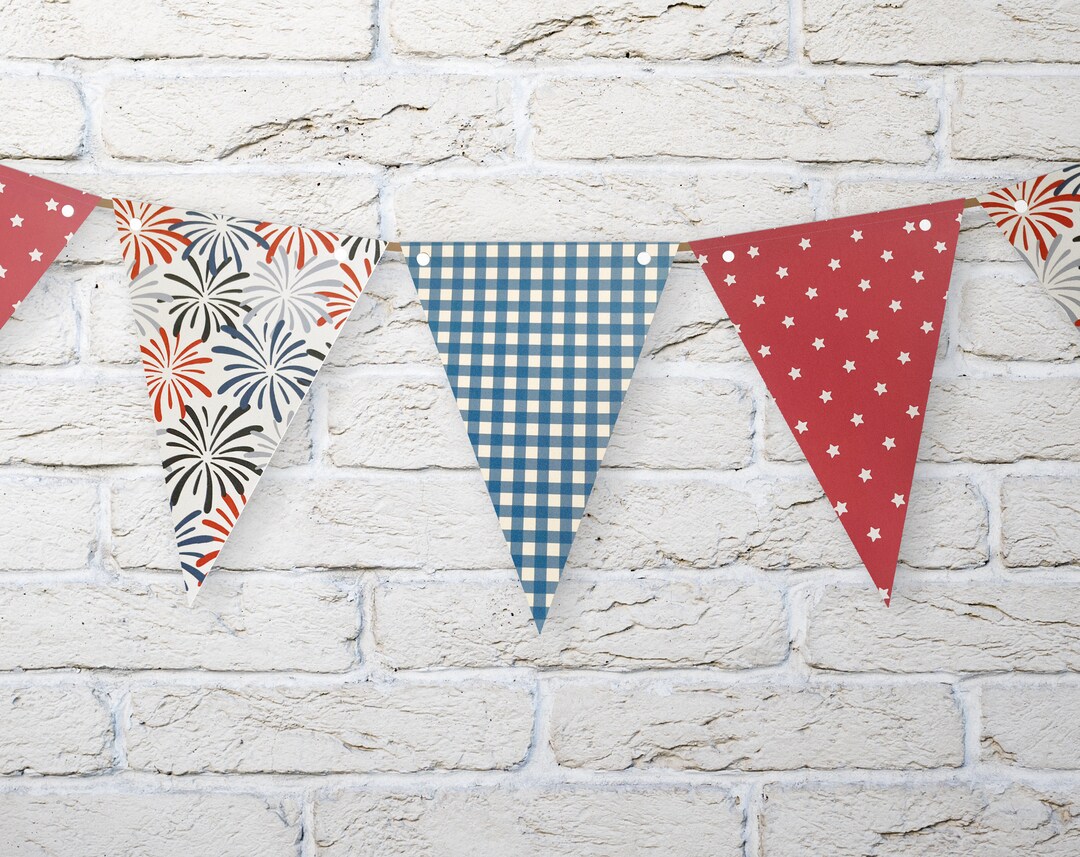 Fourth of July Banner Pennant Red White Blue Party Decor Independence ...