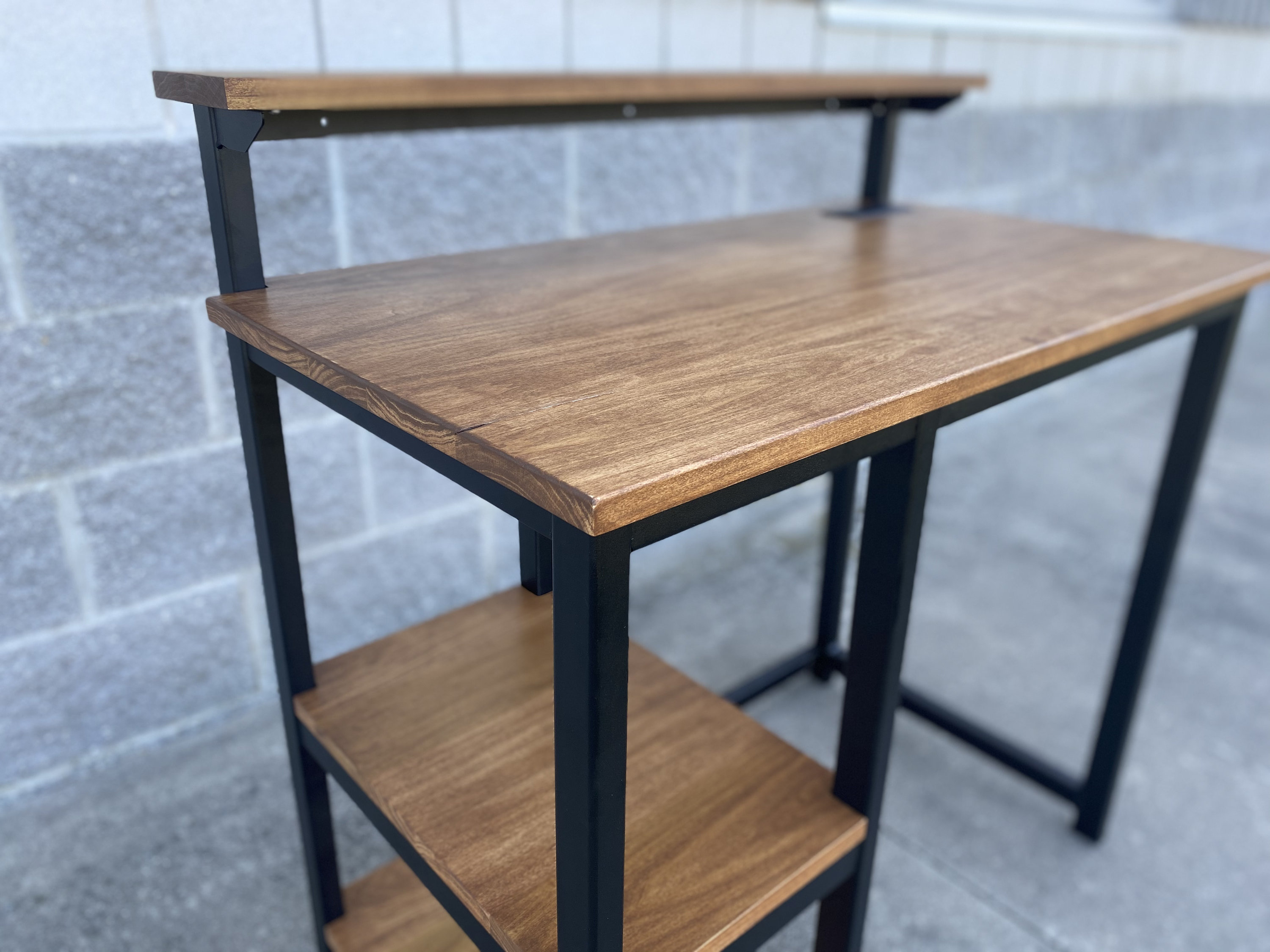 Laptop Desk With Outlets, Real Hardwood Top and Powder Coated Steel ...