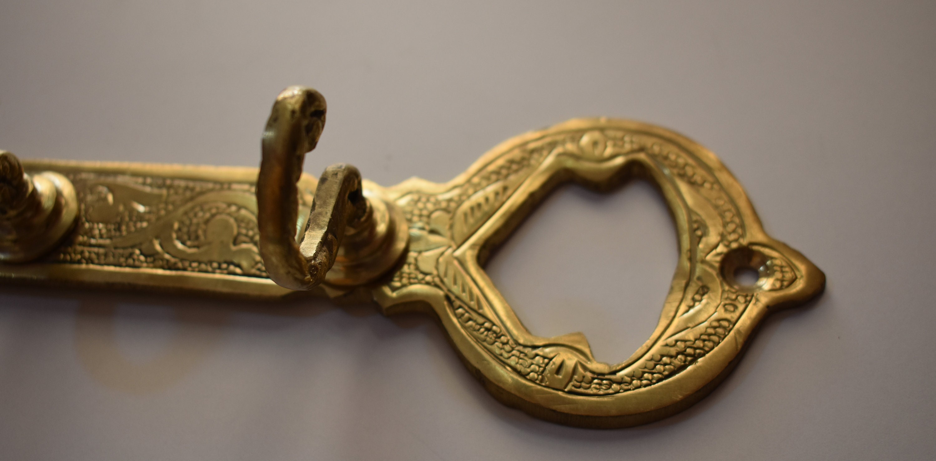 Moroccan Brass Engraved Brass Key Hook Large Wall Hook Hooks | Etsy