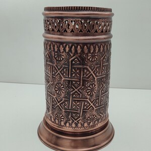 Handcrafted Copper Bathroom Storage Basket Engraved Waste Paper Trash ...