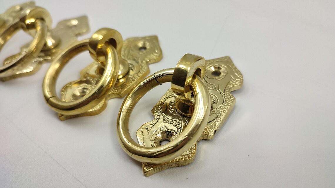 Antique Brass Engraved Drawer Pulls Handles Dresser Knob Back | Etsy