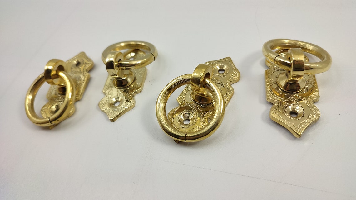 Antique Brass Engraved Drawer Pulls Handles Dresser Knob Back | Etsy