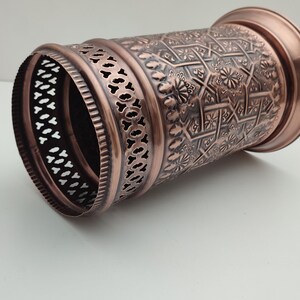 Handcrafted Copper Bathroom Storage Basket Engraved Waste Paper Trash ...