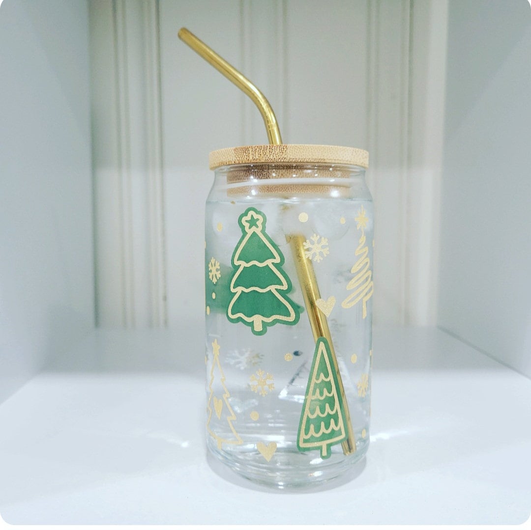 Color Changing Christmas Tree Can Glass- Coffee Glass- Iced Coffee ...