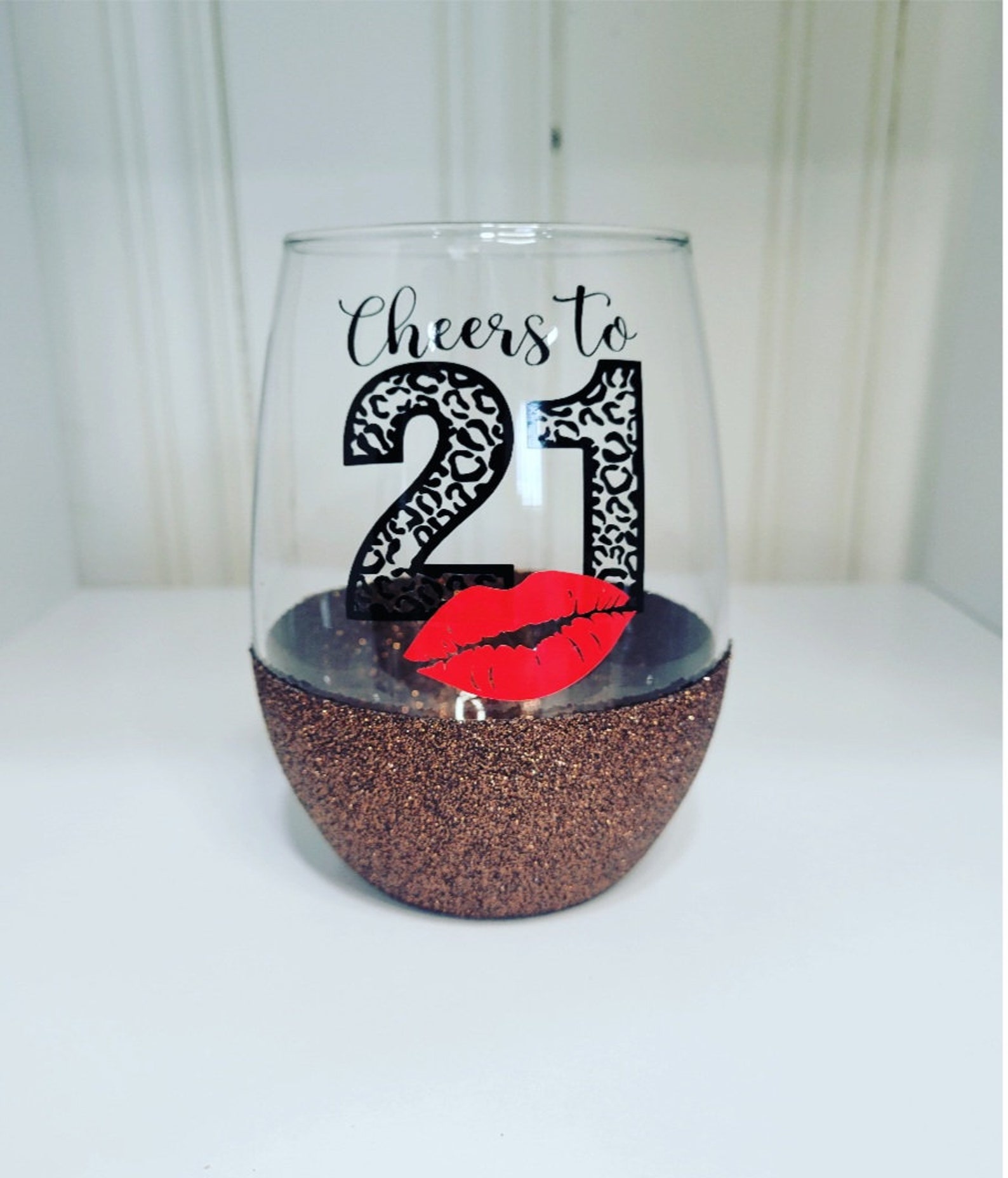 Cheers to 21 Wine Glass- Birthday Wine Glass- Twenty One- 21st Birthday ...
