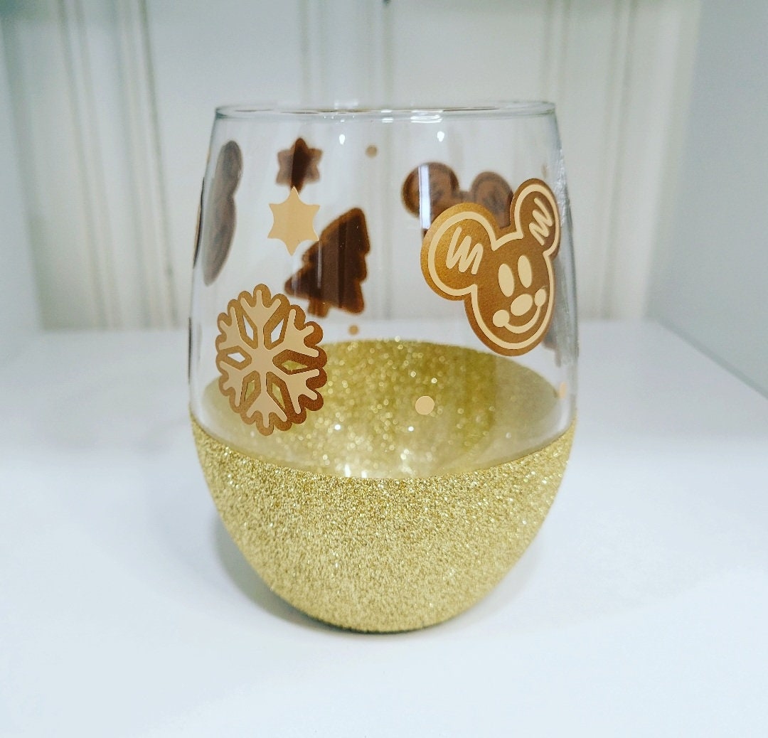 Gingerbread Mouse Wine Glass Glitter Wine Glass Christmas Wine Glass ...