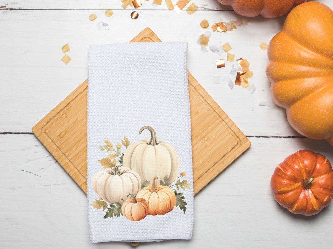 Fall Pumpkin Kitchen Towel- Fall Kitchen Towel- Tea Towel- Dish Towel ...