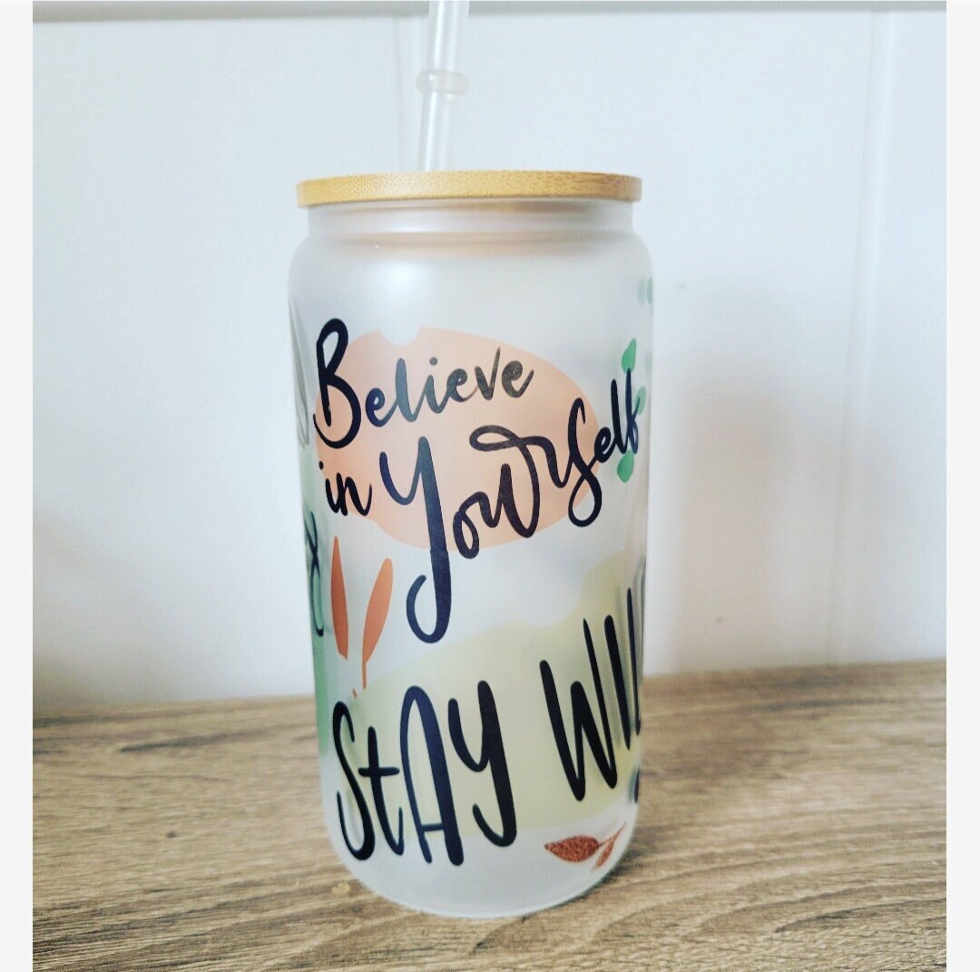 Positive Affirmation Frosted Glass Tumbler Girls Tumbler Motivation ...