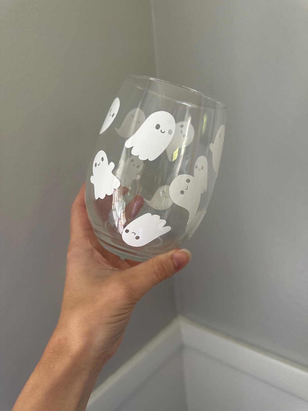 Ghost Wine Glass- Halloween Wine Glass- Ghost Wine Glass- Fall Wine ...