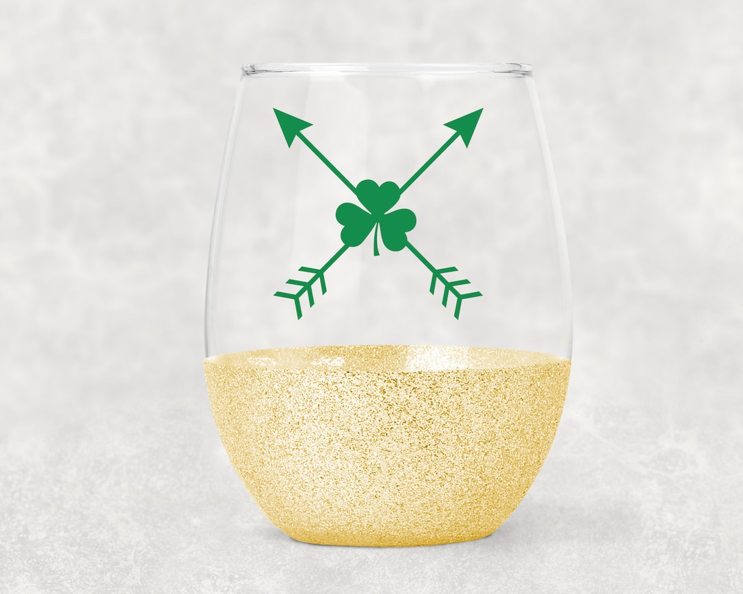 Shamrock Wine Glass- Love Shamrock- St. Patrick's Day Wine Glass ...