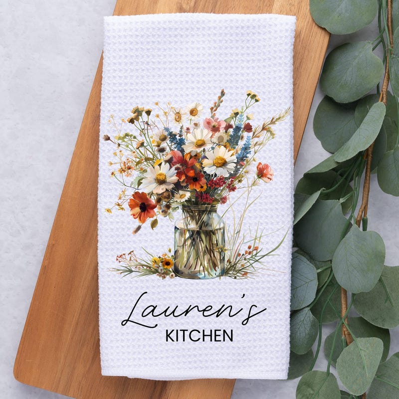 Wildflower Tea Towel Set - Etsy