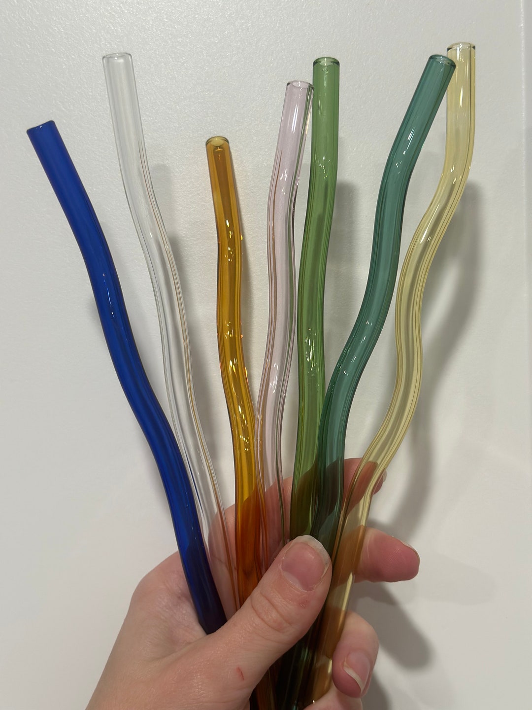 Wavy Glass Straw- Glass Straw- Colored Straw- Glass Straw for Glass Can ...