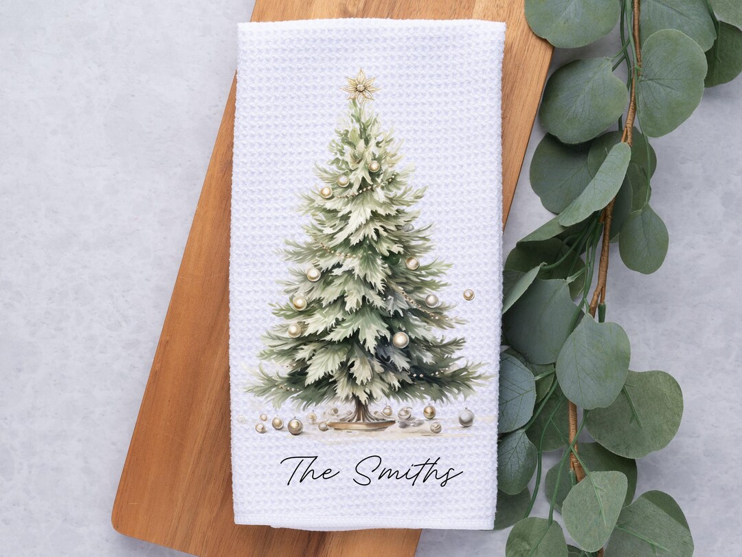 Personalized Christmas Tree Kitchen Towel- Tea Towel- Dish Towel ...