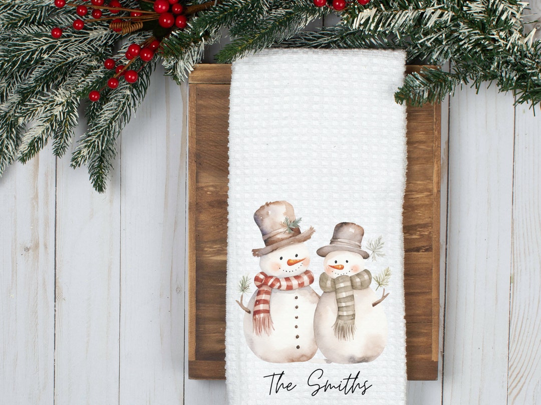 Snowman Personalized Christmas Kitchen Towel- Tea Towel- Dish Towel ...