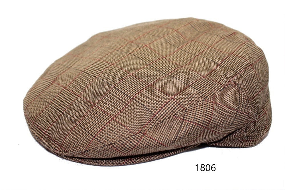 Men's Fitted Plaid Summer Ivy Cap – Classic Golf & Driving Newsboy Hat ...