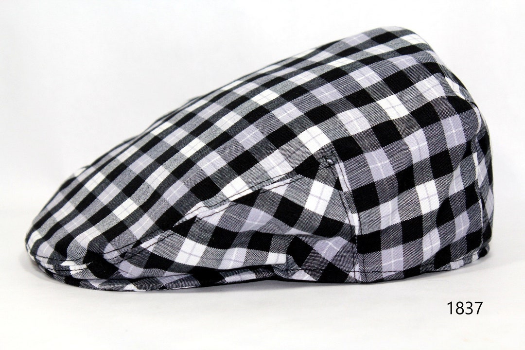 Men's Fitted Plaid Summer Ivy Cap – Classic Golf & Driving Newsboy Hat ...