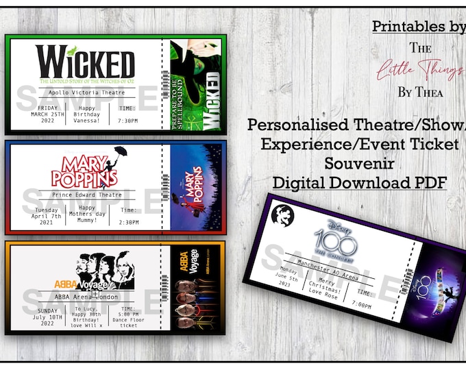 Editable Theatre Ticket Template, Custom Theatre Ticket Gift, Printable ...