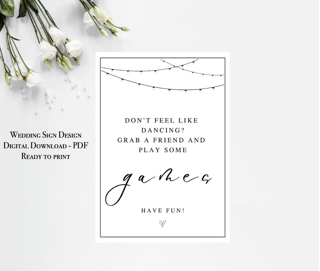 Wedding Games Table Sign, Modern Minimalist Wedding Design, Minimalist ...