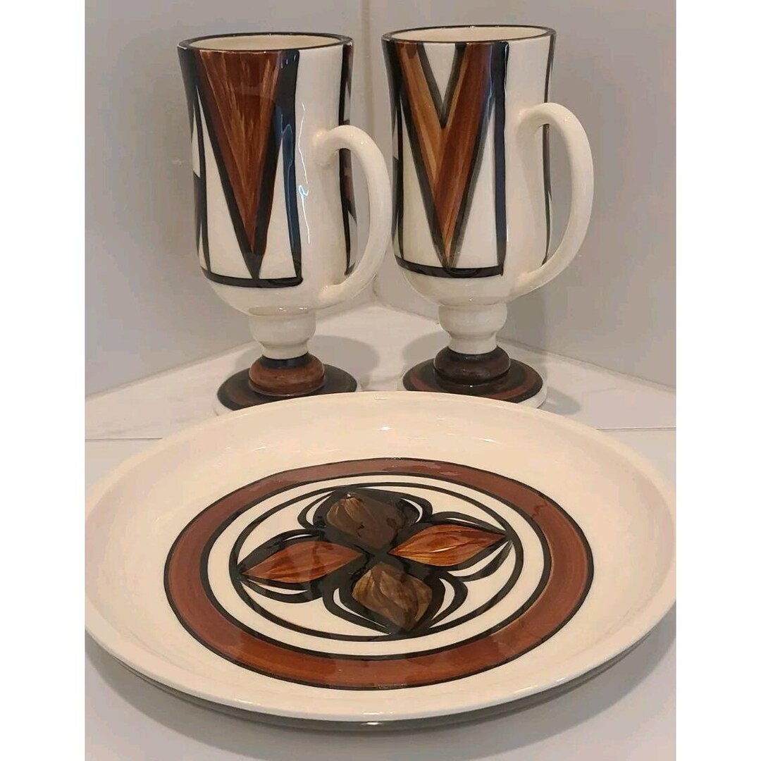 Vintage 1977 Kapa Designs Hawaii Signed 2 Footed Coffee Cups 6" and ...