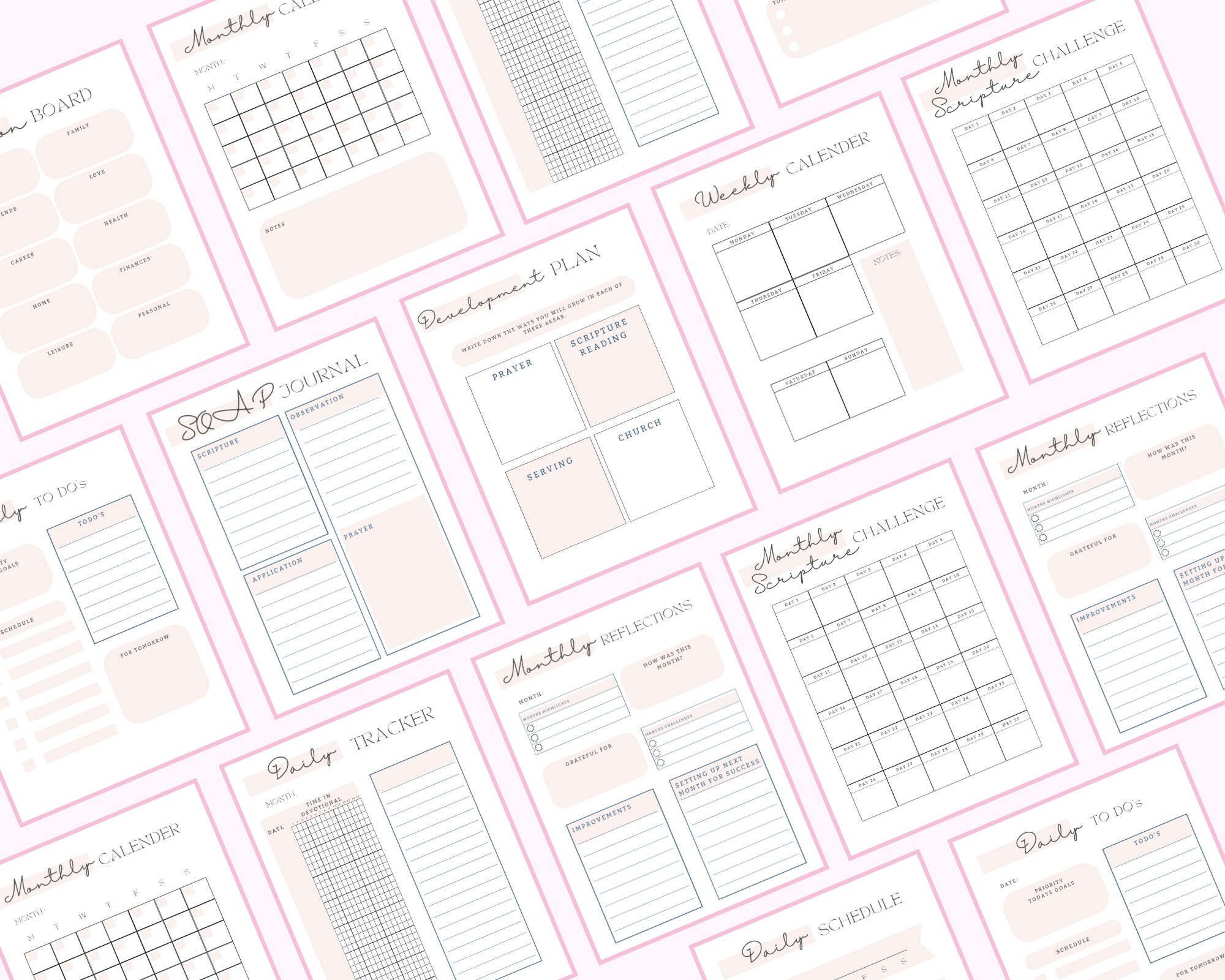 Bible Study Plan, Prayer Journal Digital, Printable Bundle, Planner ...