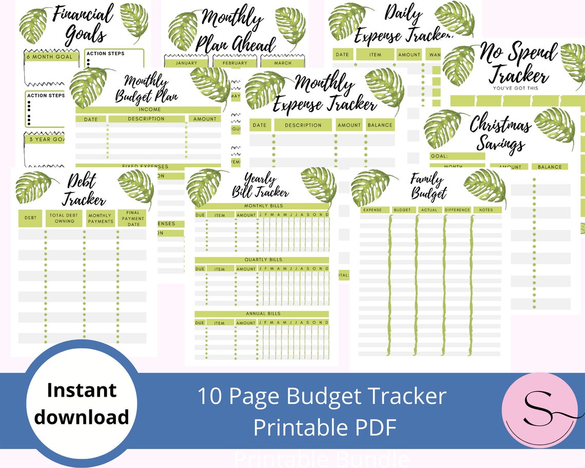 Budget Tracker Printable, Downloadable Budget Template, Finance Tracker ...