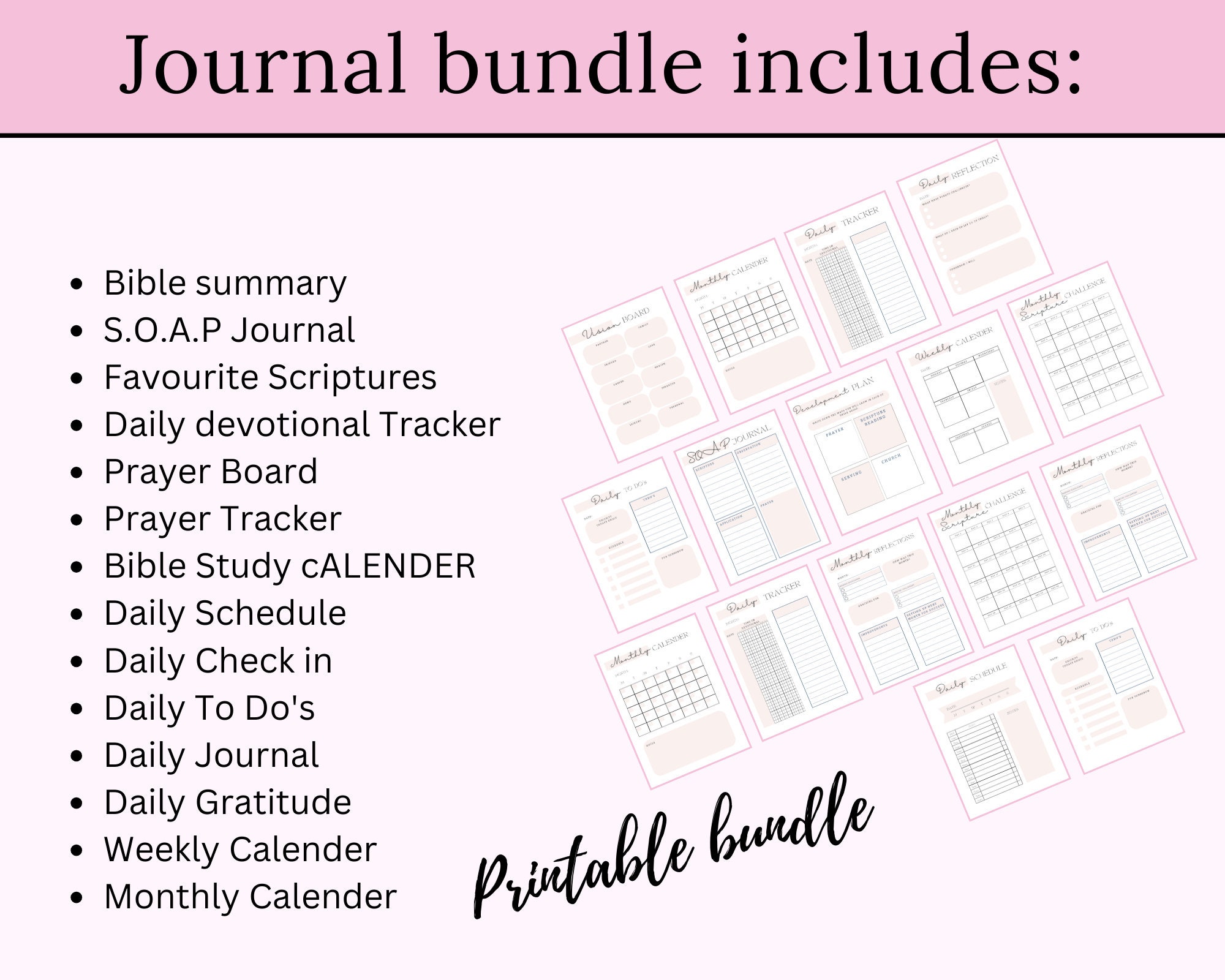 Bible Study Plan, Prayer Journal Digital, Printable Bundle, Planner ...