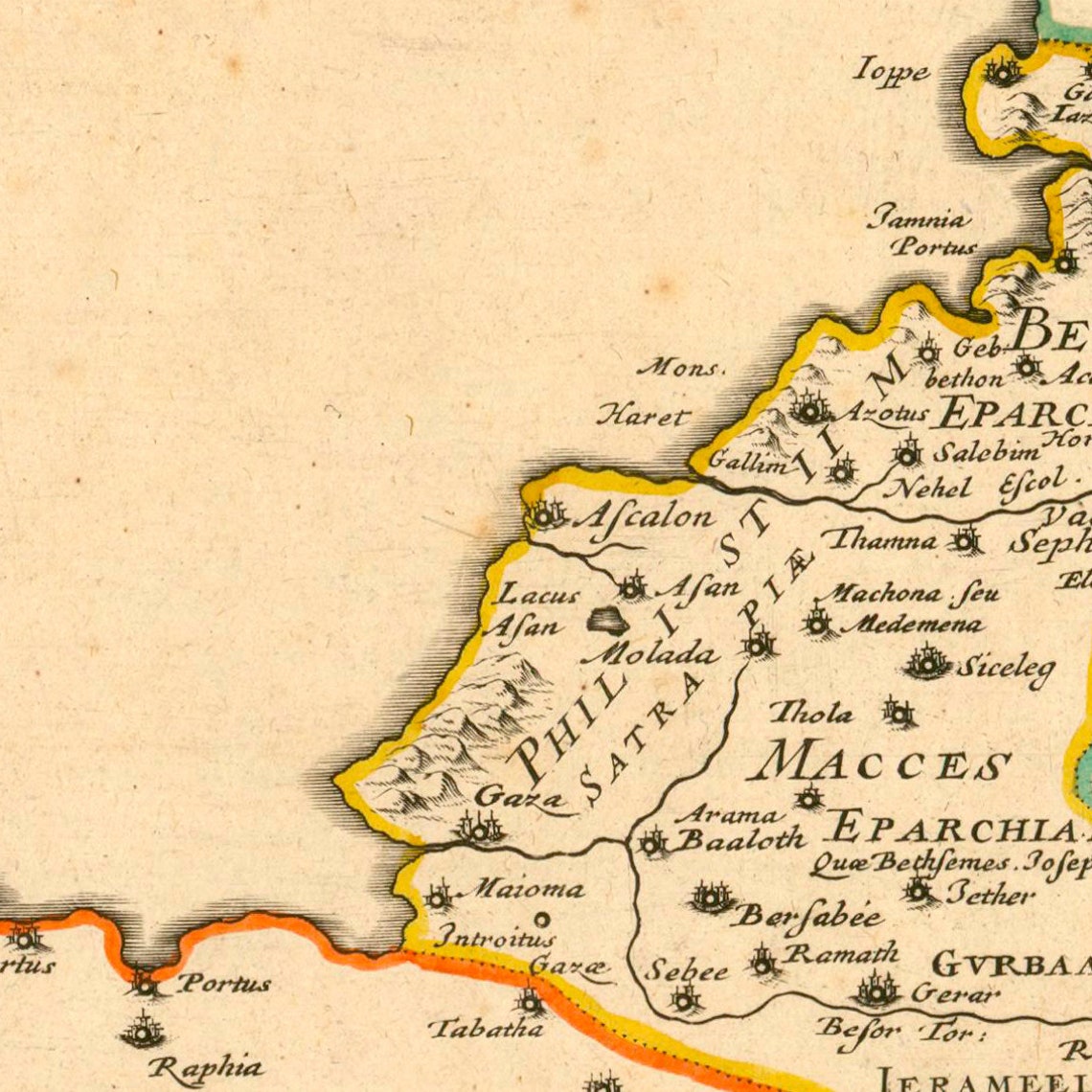 REINO de Israel Antiguo Mapa Rey Salomón Philippe de La Rue 1650 Mar ...