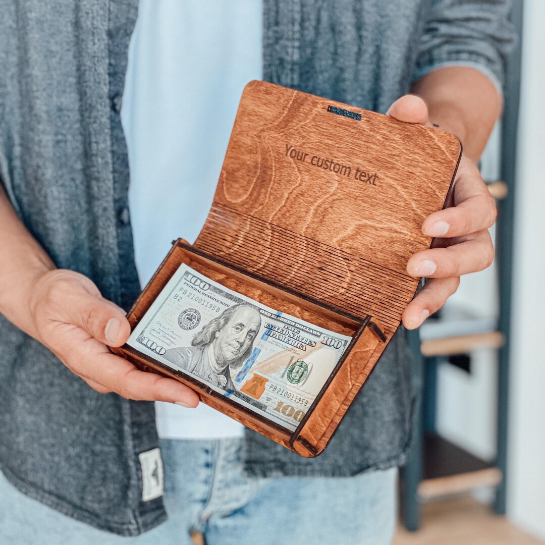 Gift for Him Money Holder Christmas Gifts Money Box Wooden Cash Box ...