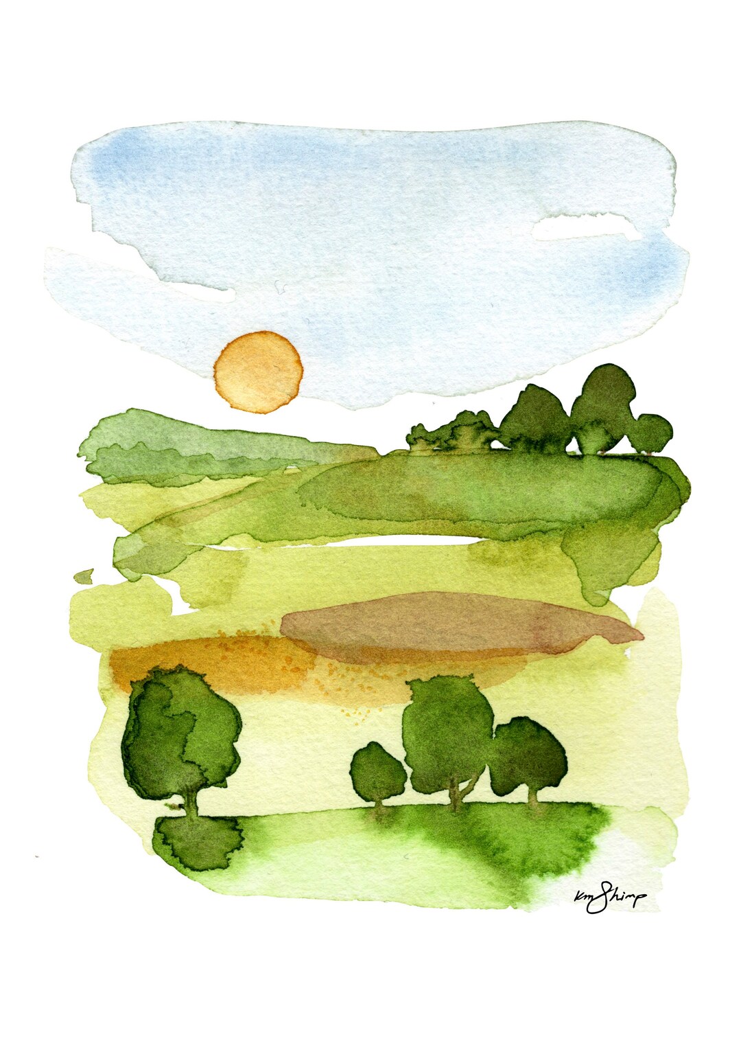 Green Pastures, Still Waters / Watercolour Art Print - Etsy