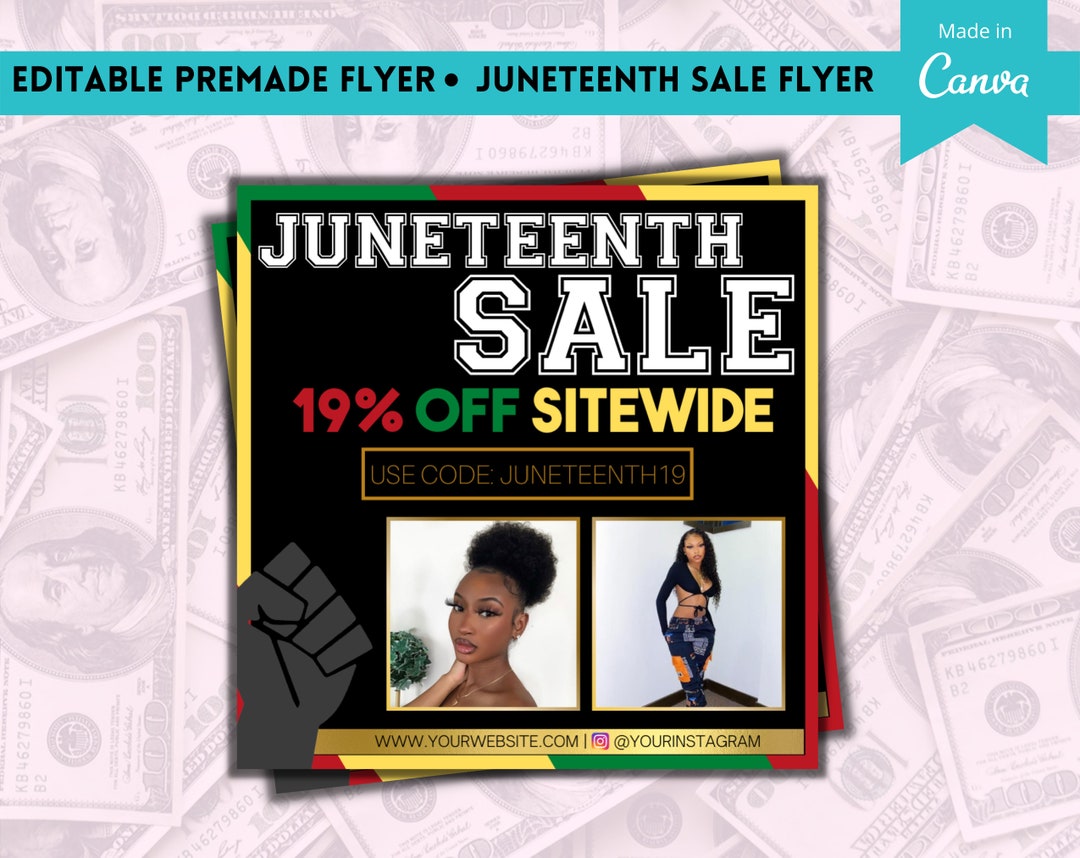 Juneteenth Sale Flyer Vorlage, bearbeitbare Flyer Vorlage, Canva ...