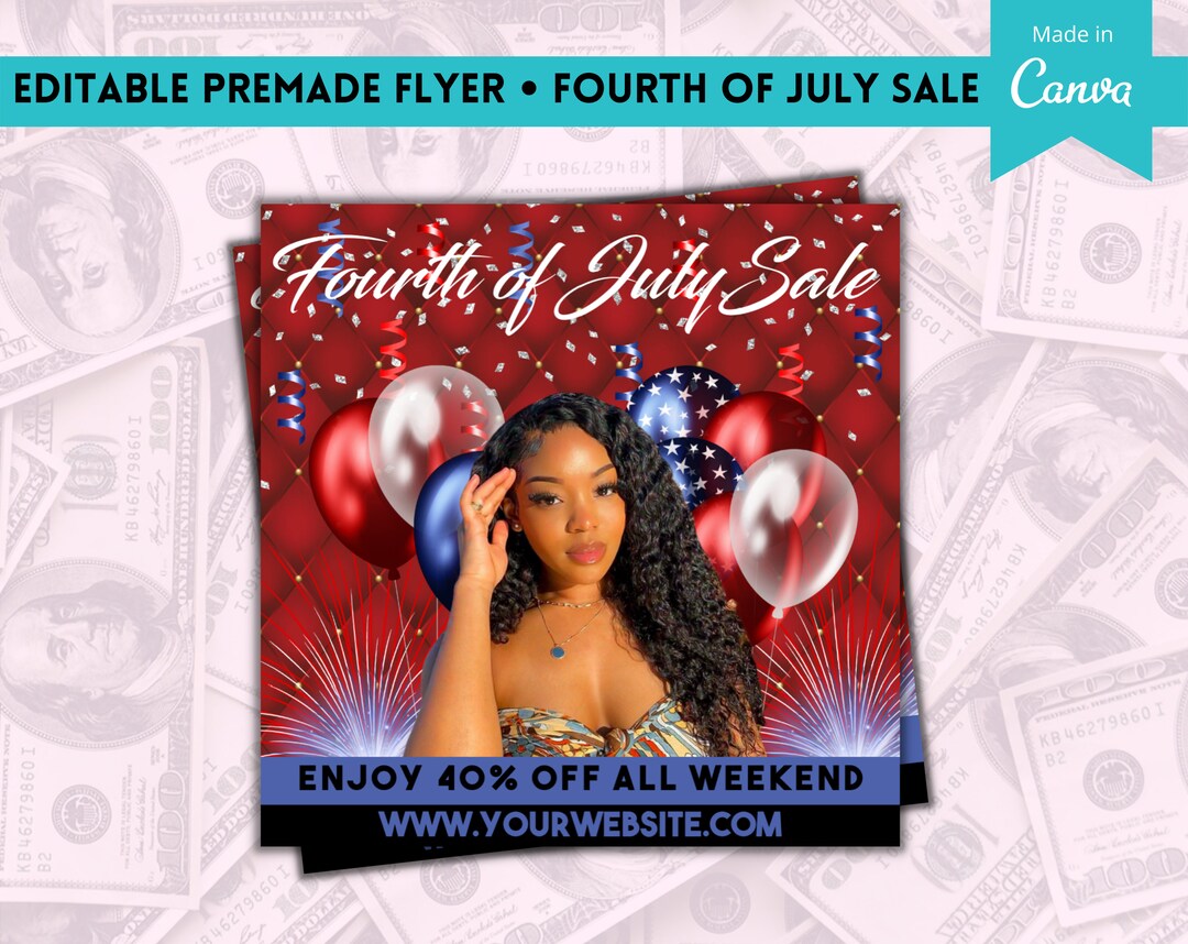 Editable Flyer Template, Canva Template, Fourth of July Template, Sale ...
