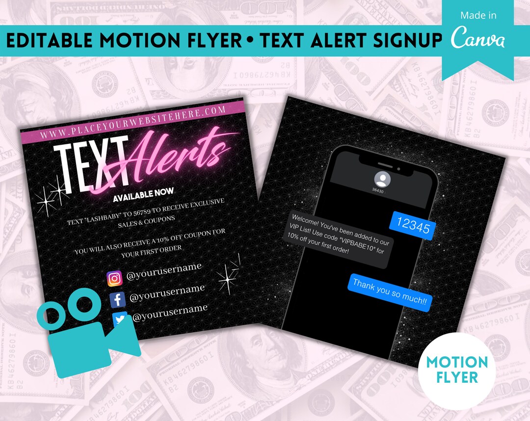 MOTION Text Alerts Template,editable Flyer Template,canva Template,sign ...