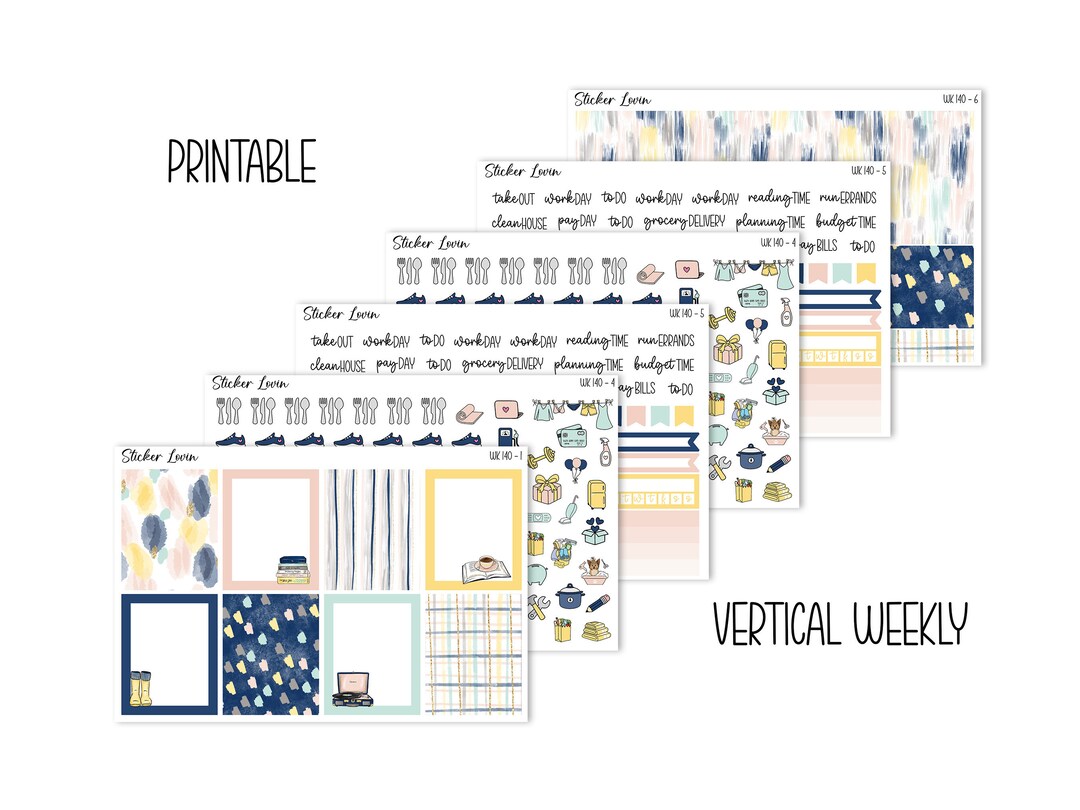 Printable Vertical Weekly Kit // Printable Planner Stickers // Instant ...