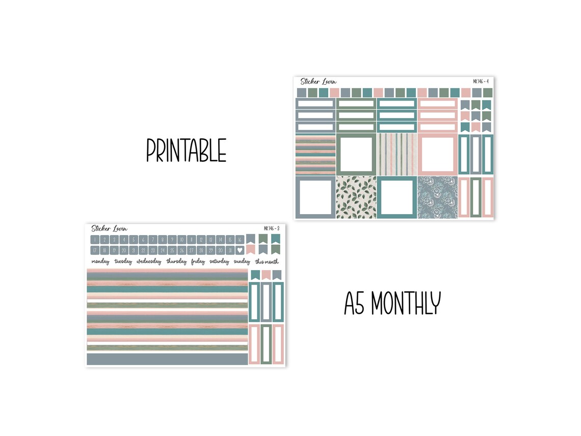 Printable A5 Monthly Kit // Printable Planner Stickers // Instant ...