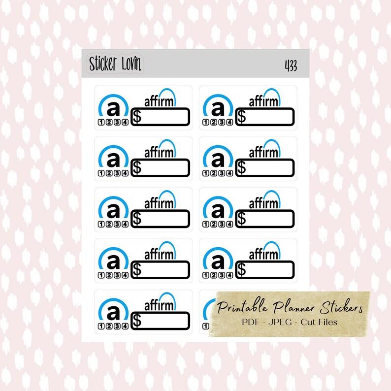 Affirm Payment Printable Functional Planner Stickers | Etsy