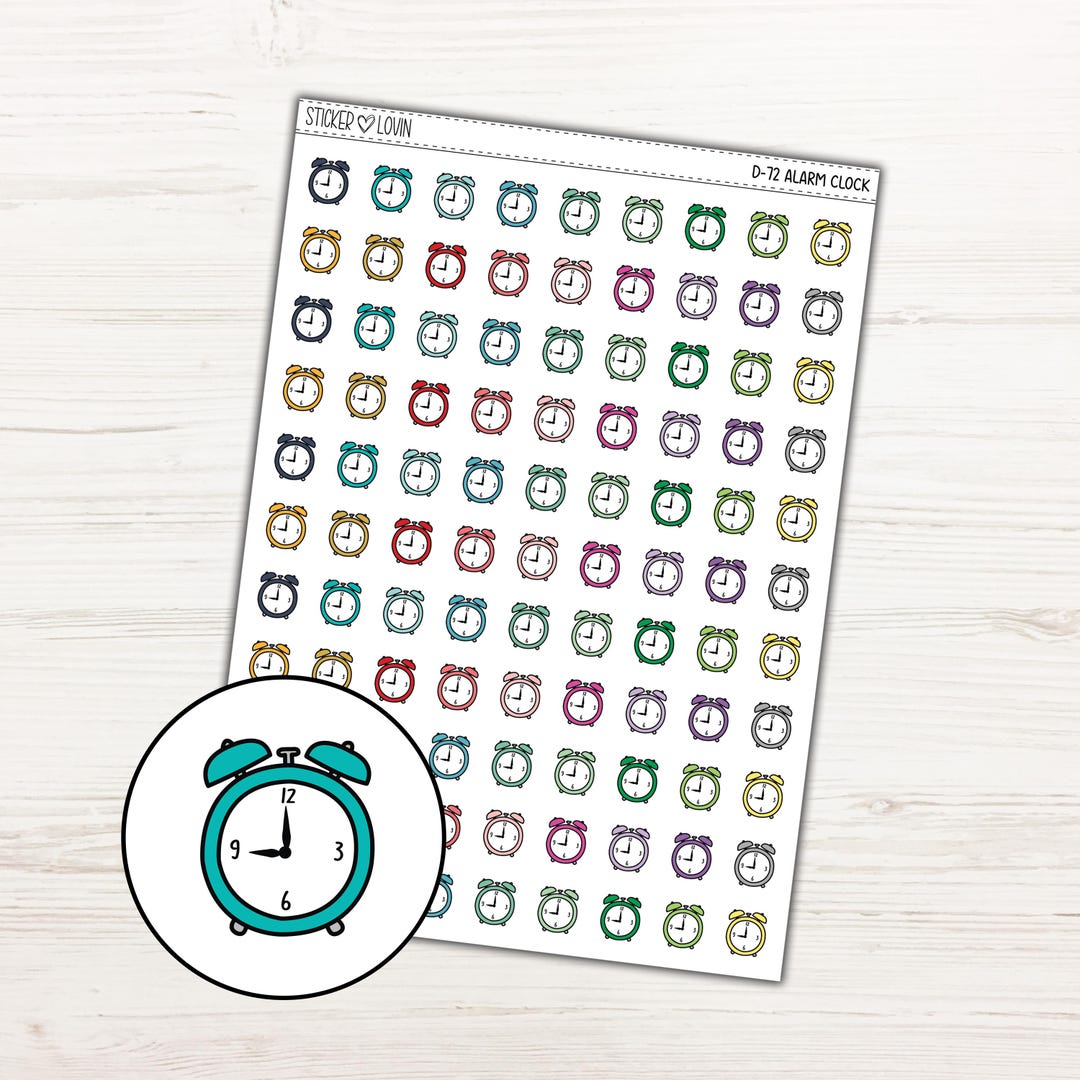 Alarm Clock Colorful Icon Planner Stickers / Functional Planner ...