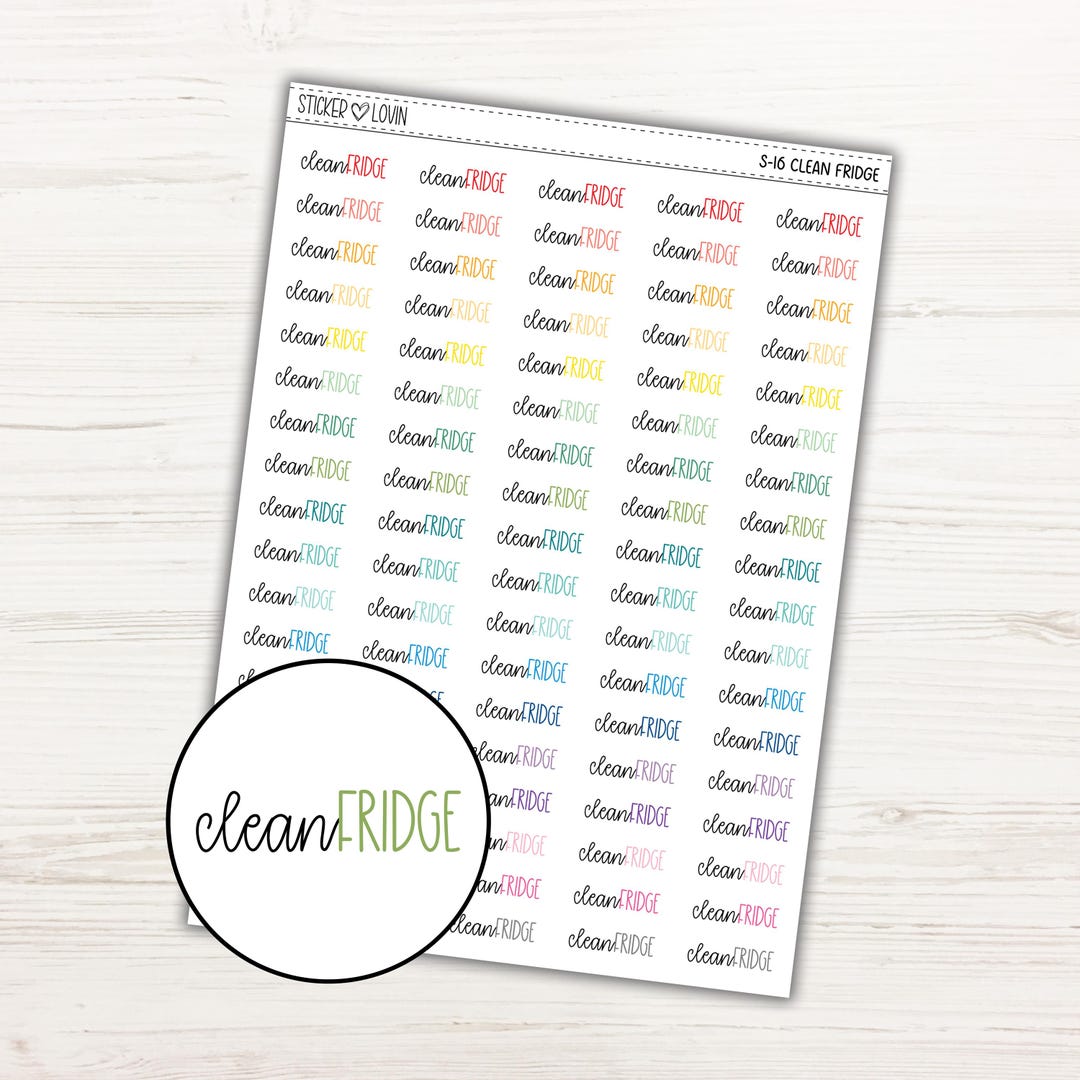 Clean Fridge Colorful Mixed Script Planner Stickers / Script Planner ...